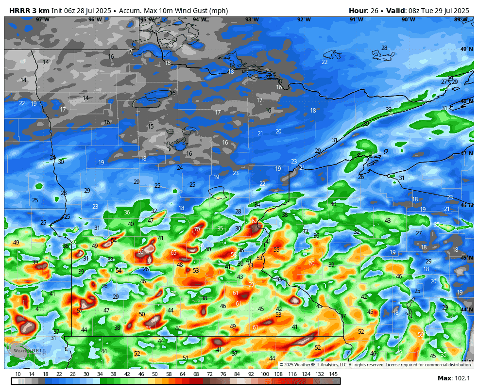 Minnesota derecho threat: 100 mph winds, widespread damage possible ...