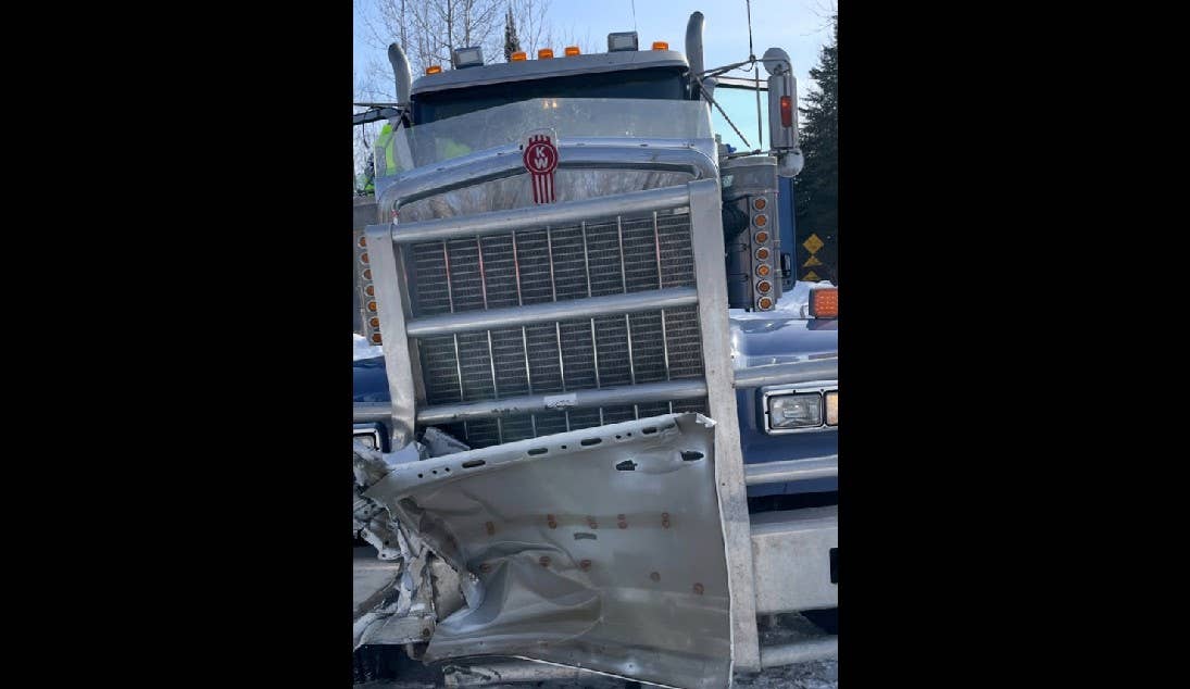 Woman injured in collision between logging truck, SUV - Bring Me The News