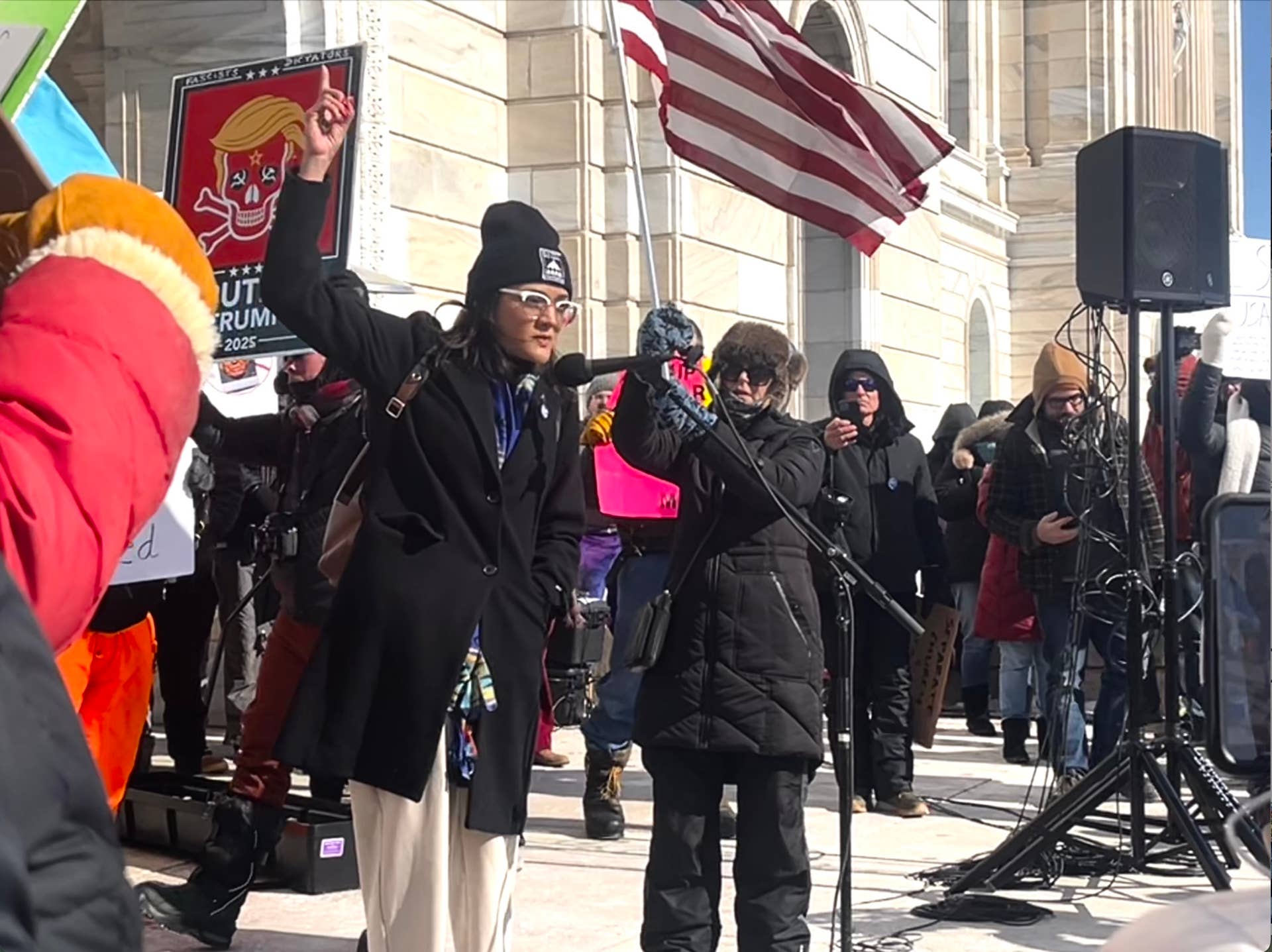 Hundreds brave sub-zero weather for Presidents' Day protest in St. Paul ...