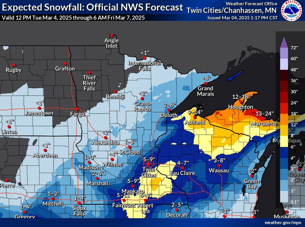 Winter storm: Twin Cities set for 4-8 inches of snow, more further ...