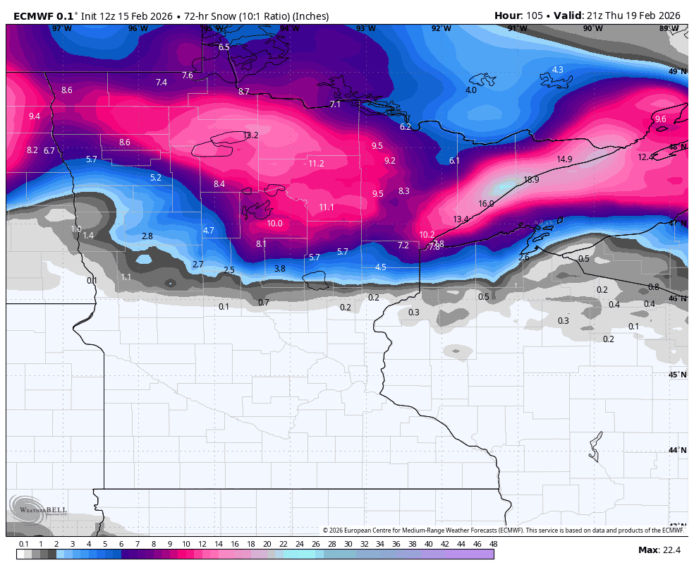 Heavy snow on track to hit Minnesota midweek, followed by a late-week ...