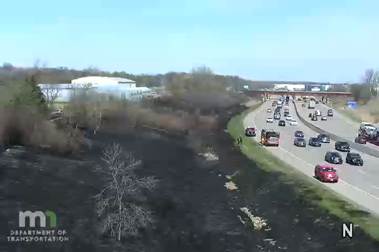 Large grass fire leaves burn scar near Interstate 94 in Rogers - Bring ...