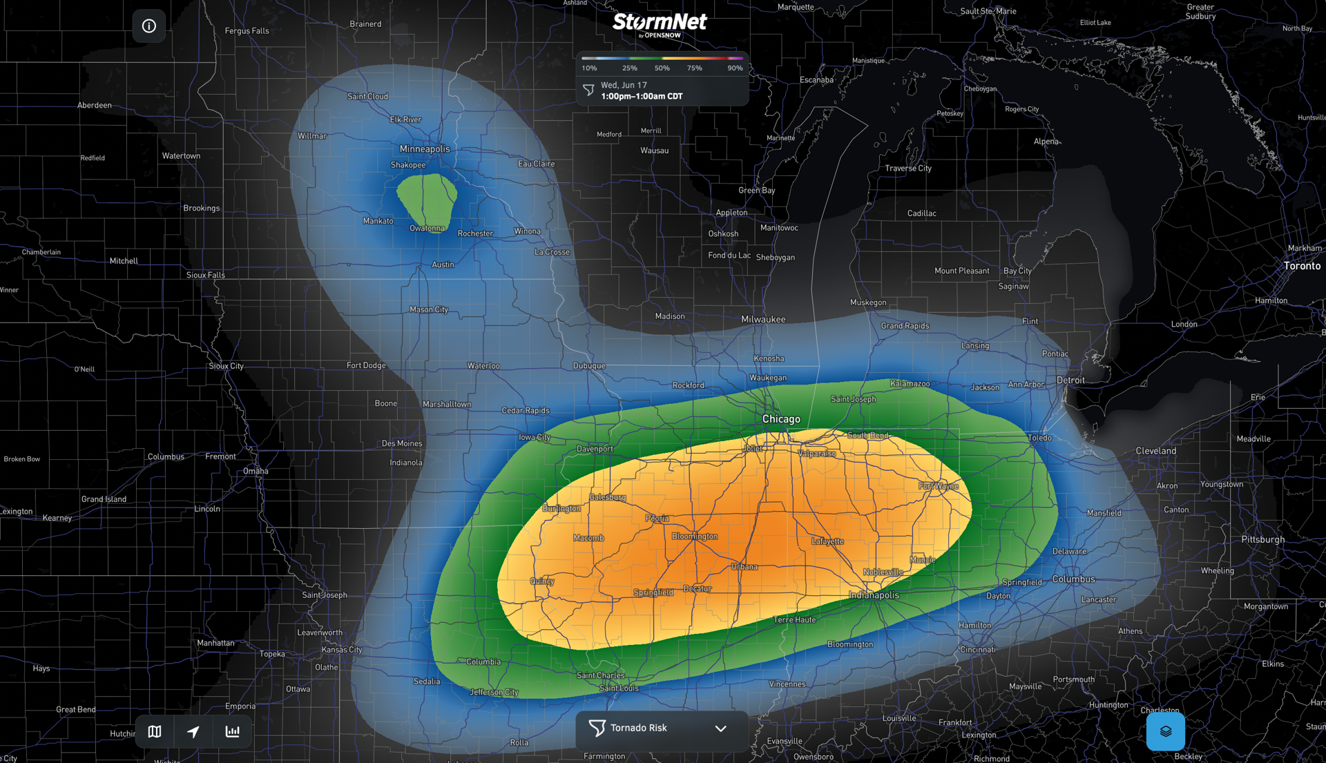No one's forecasting a tornado chance in Minnesota on Wednesday, except ...