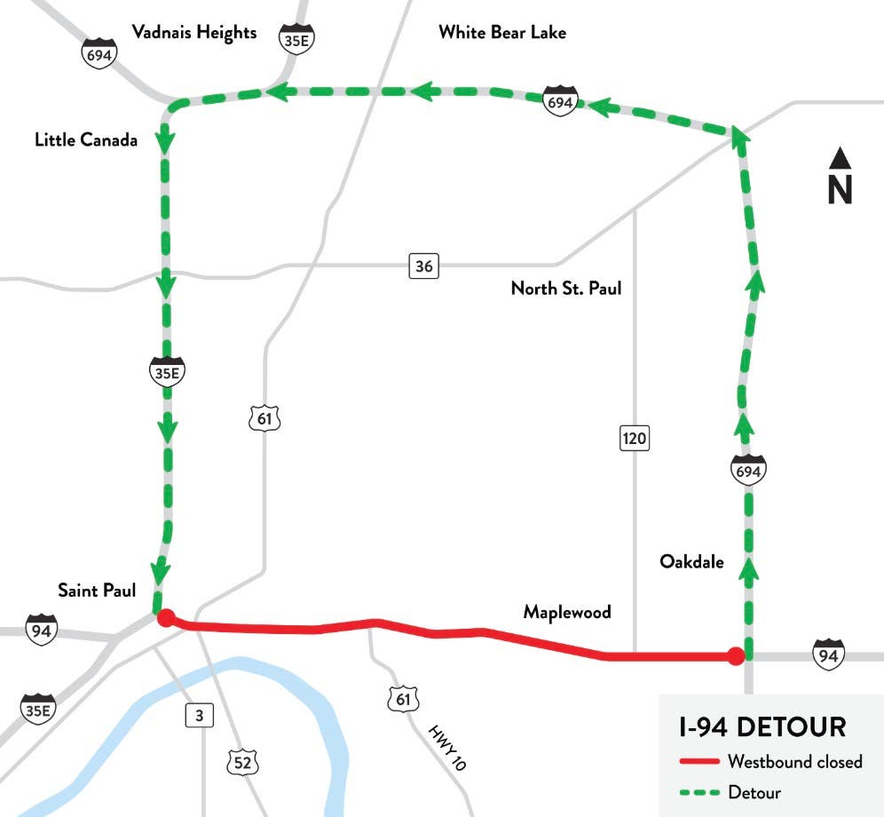 Westbound I-94 in St. Paul to close this weekend for bridge repairs ...