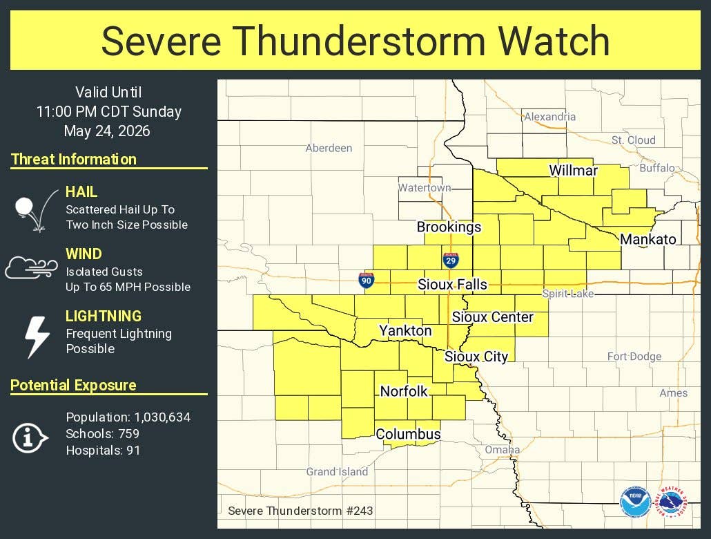 Severe storms prompt watch as large hail, strong winds threaten ...