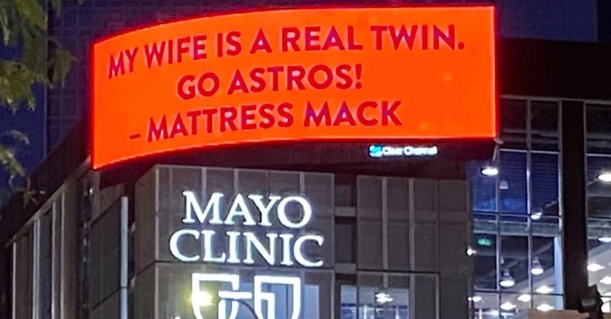 Astros superfan Mattress Mack responds to Kris Lindahl with billboard ...