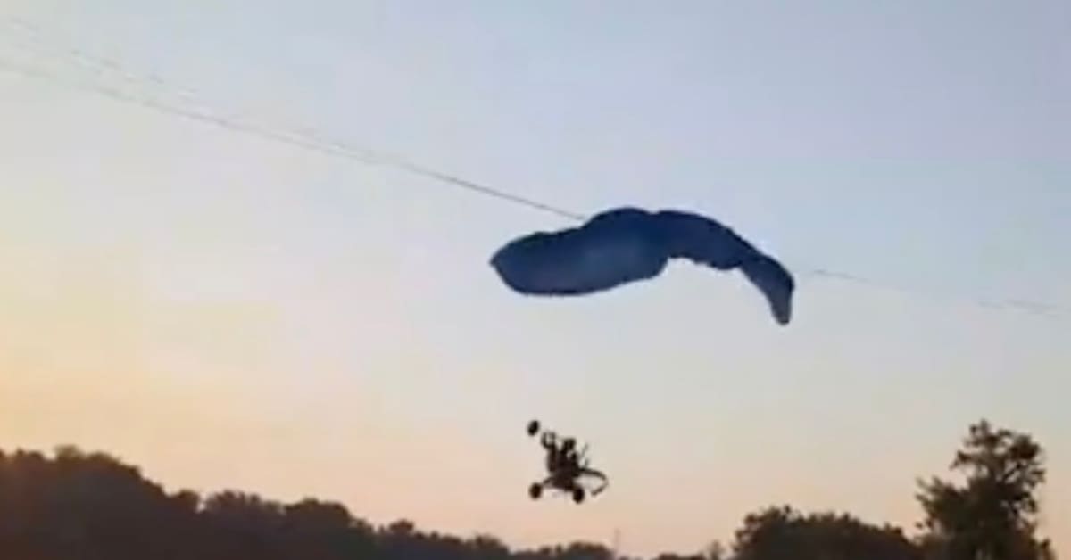 Watch: Terrifying moment a powered parachute pilot crashes into power ...