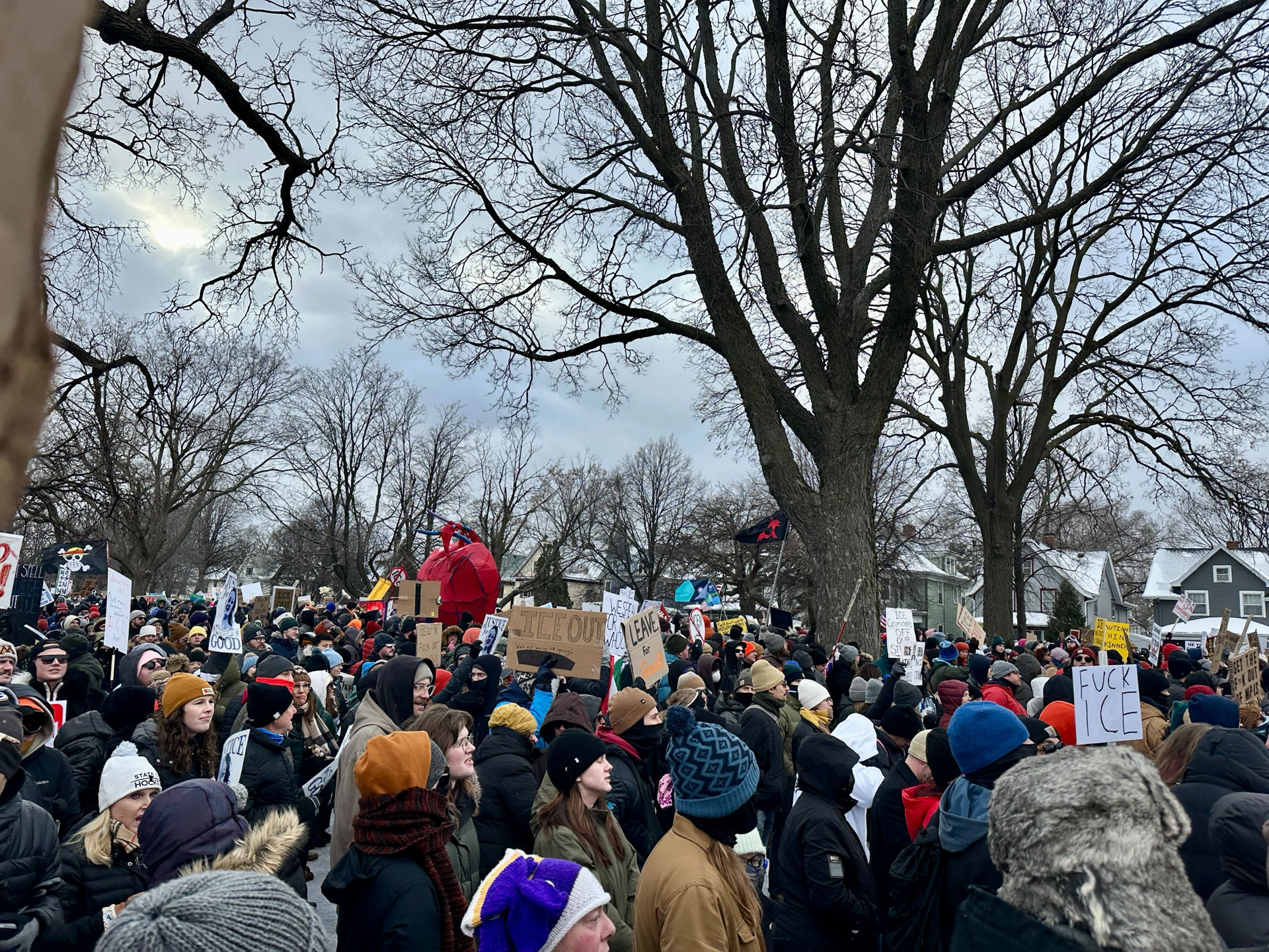 Large crowd joins anti-ICE protest on Minneapolis' Lake Street - Bring ...