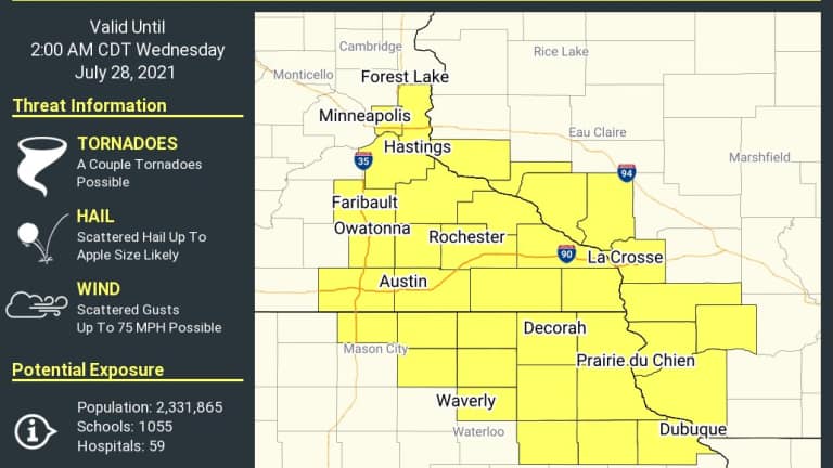 Severe storm watch: Apple-sized hail, 75 mph winds possible in ...