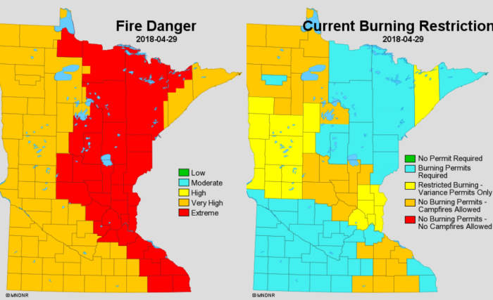 Dangerous fire conditions in Minnesota on Sunday, severe storms Monday ...