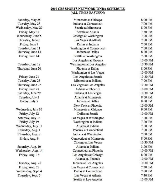 WNBA strikes deal with CBS Sports to expand national TV coverage ...