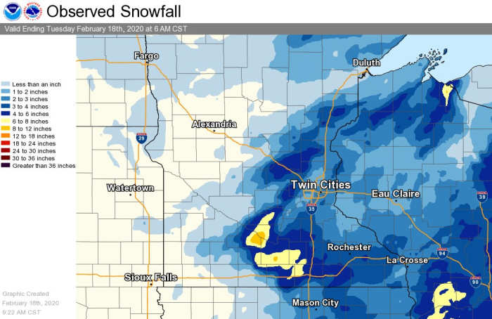 Snowfall leaderboard for storm that blew away expectations Monday in ...
