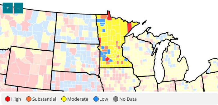 14 Minnesota counties have 'substantial or high' COVID-19 transmission ...