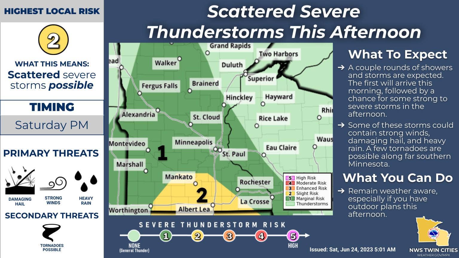Saturday severe threat: Large hail and tornadoes possible in Minnesota ...