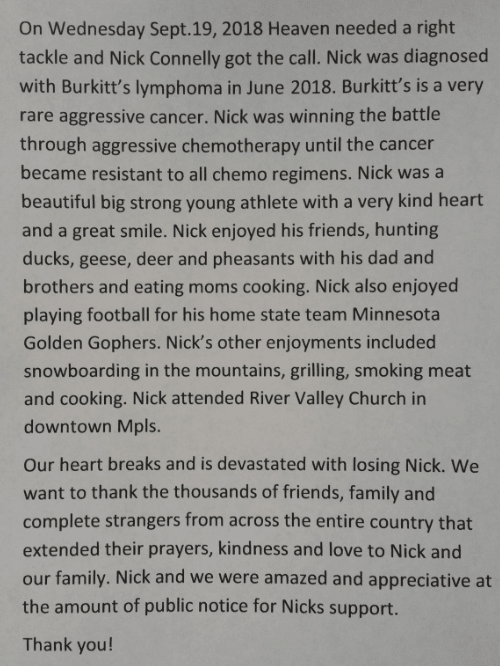 Ex-Gopher Nick Connelly dies after battle with cancer - Bring Me The News