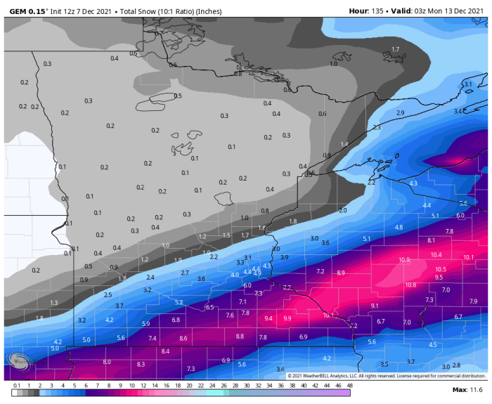 Surprising snow totals in Minnesota Tuesday; latest track for Friday ...