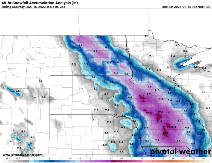 Here are the snow totals from Friday's winter storm in Minnesota ...