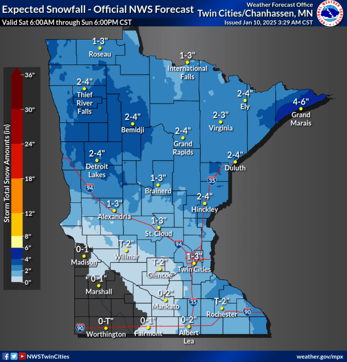 Winter system to bring up to 4 inches of snow to Minnesota this weekend ...