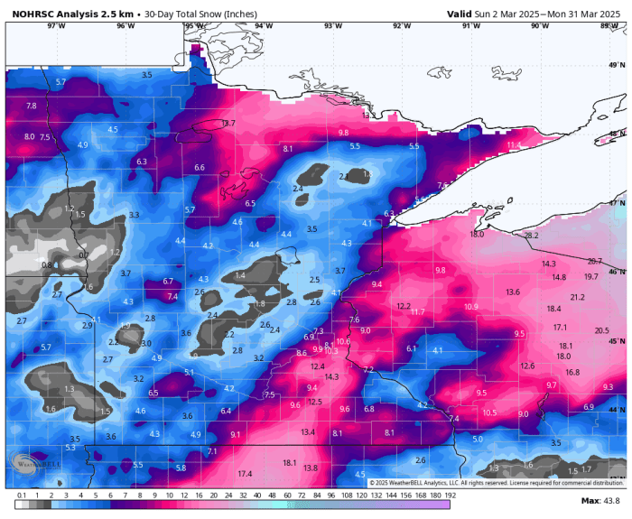 After a dull winter for Minnesota, a snowy and stormy March concludes ...