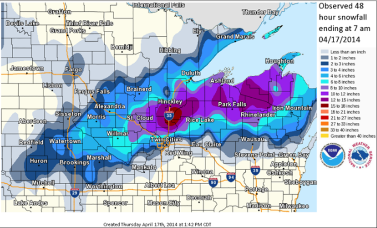 Minnesota was slammed by an April snowstorm twice as large just 4 years ...