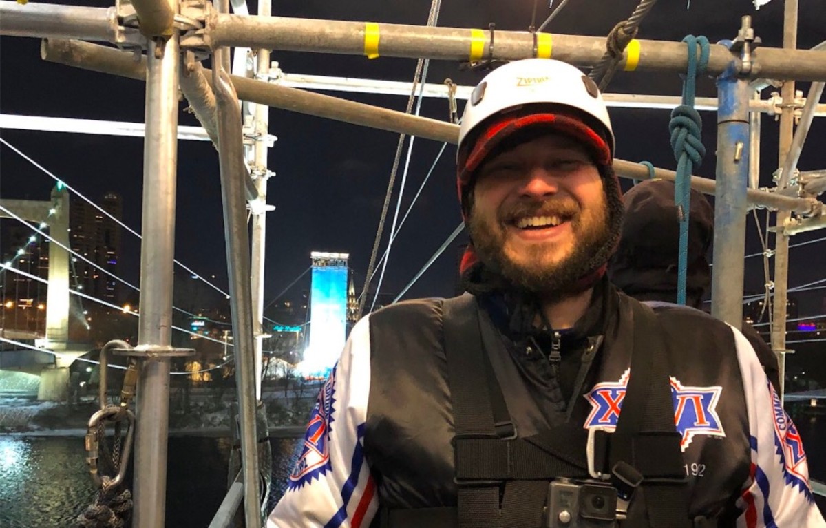He used the Minneapolis Super Bowl zipline, and is still getting ...