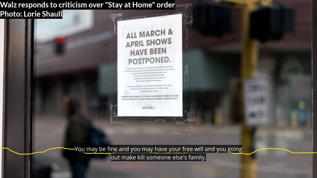 Governor Tim Walz responds to critics of MN's 'Stay at Home' order ...