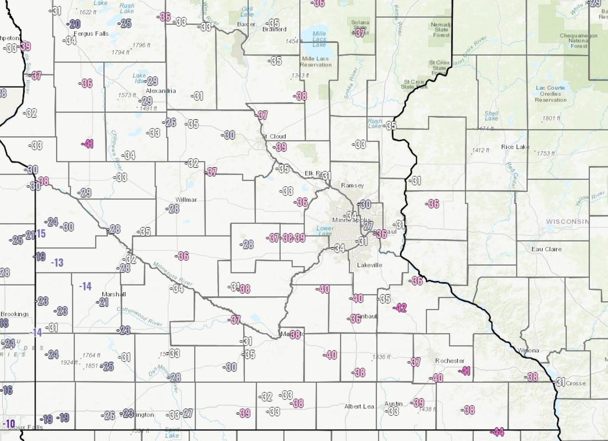 List of the coldest wind chills in Minnesota Wednesday morning - Bring ...
