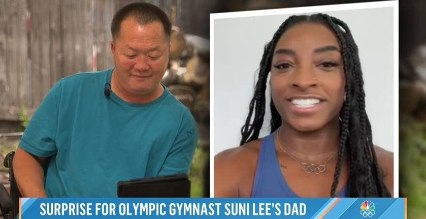 Watch: Simone Biles surprises Suni Lee's dad with new wheelchair ...