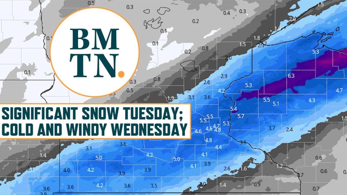 Significant snow Tuesday; cold and windy Wednesday - Bring Me The News