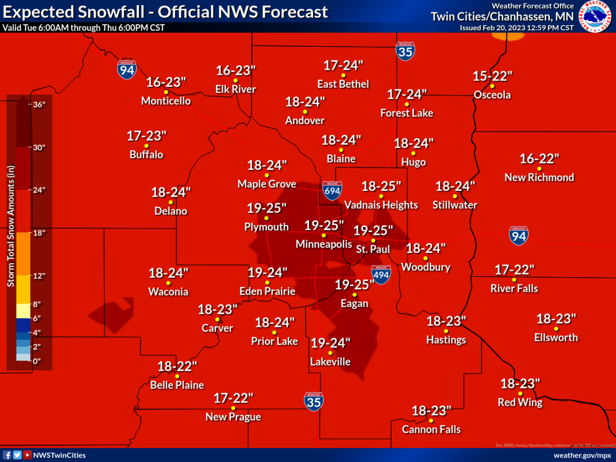 More than TWO FEET of snow possible in Twin Cities by Thursday - Bring ...
