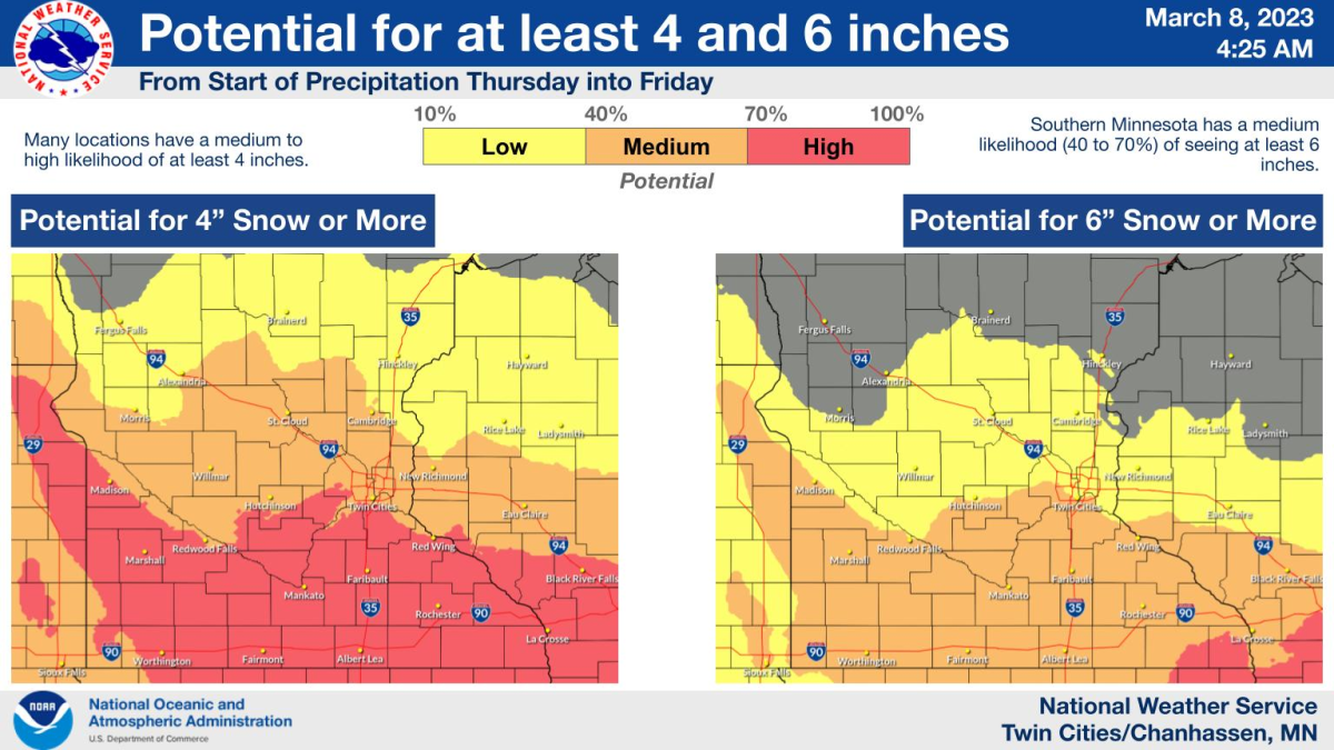 Latest forecast for plowable snow Thursday-Friday in Minnesota - Bring ...