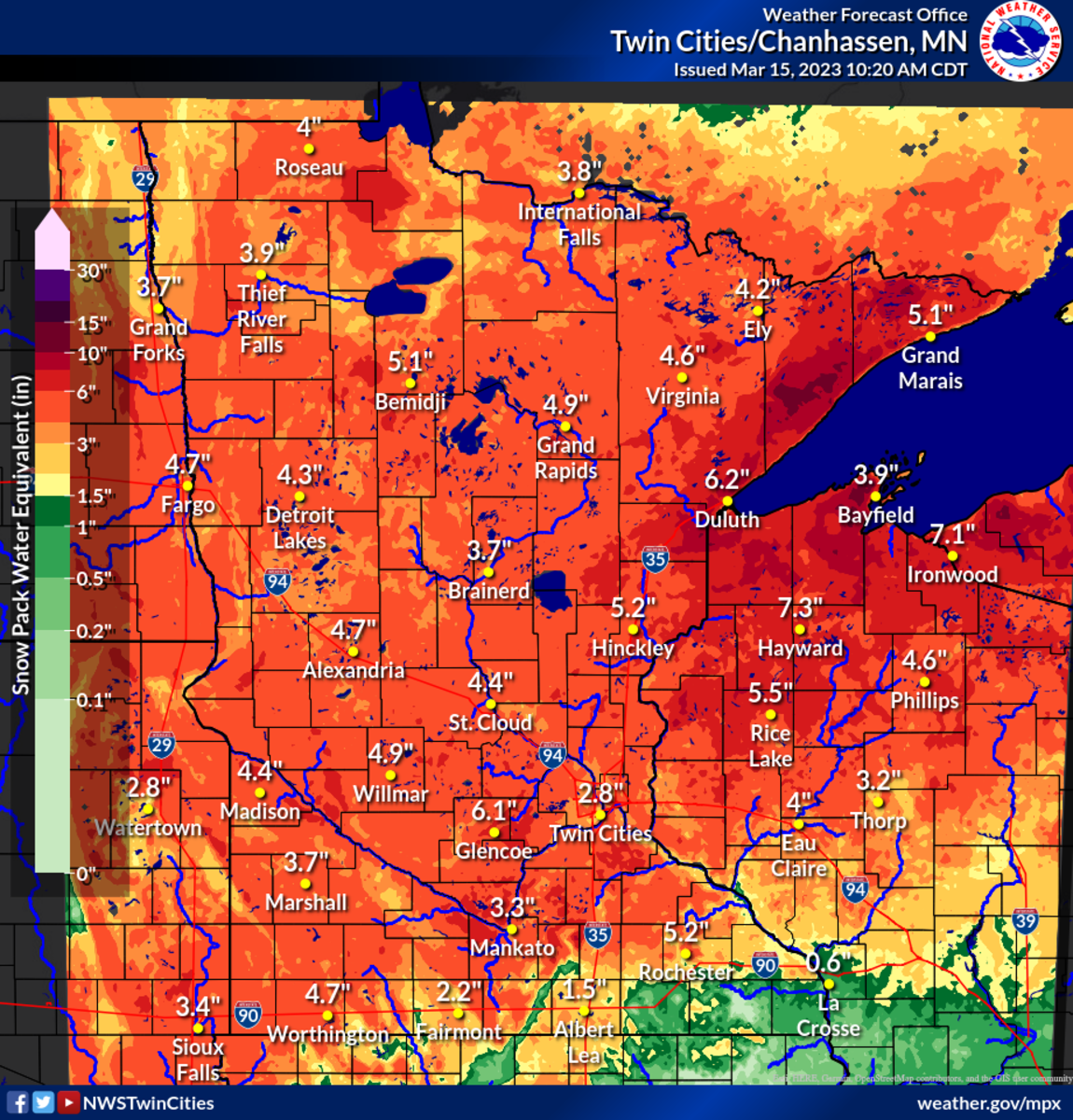 Slow spring, deep snow may be a flooding ticking time bomb in Minnesota ...