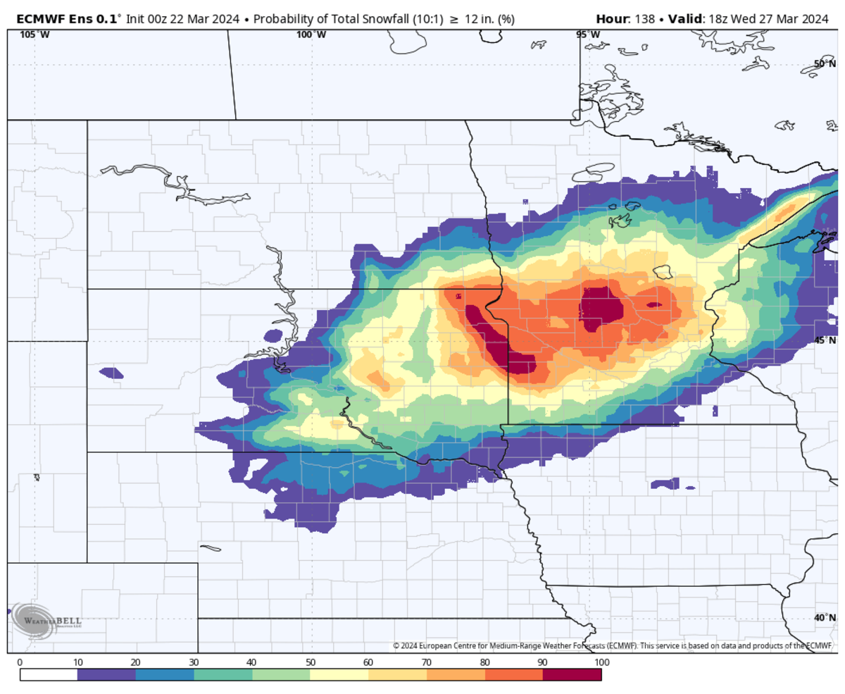 NWS issues unbelievable snowfall potential map for Sunday-Tuesday storm ...