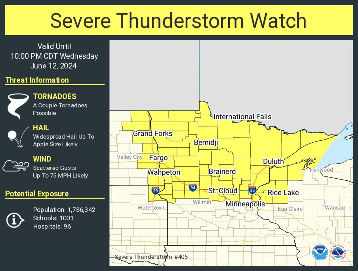 Severe T-storm watch for half of Minnesota: 'Destructive' hail ...