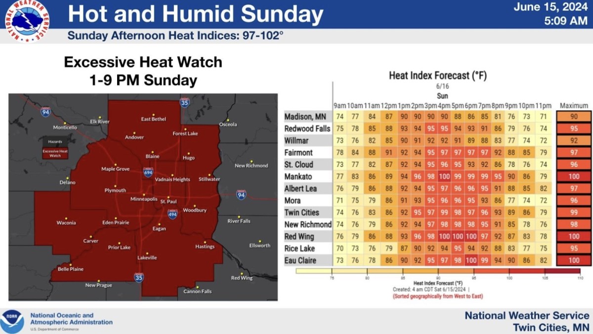 Excessive heat watch issued for Twin Cities; heat index set to hit 100 ...