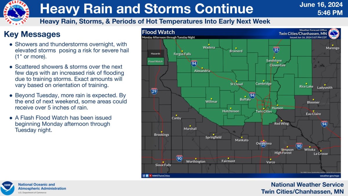 Flood watch in MN: 3-6 inches common and up to 10 inches possible ...