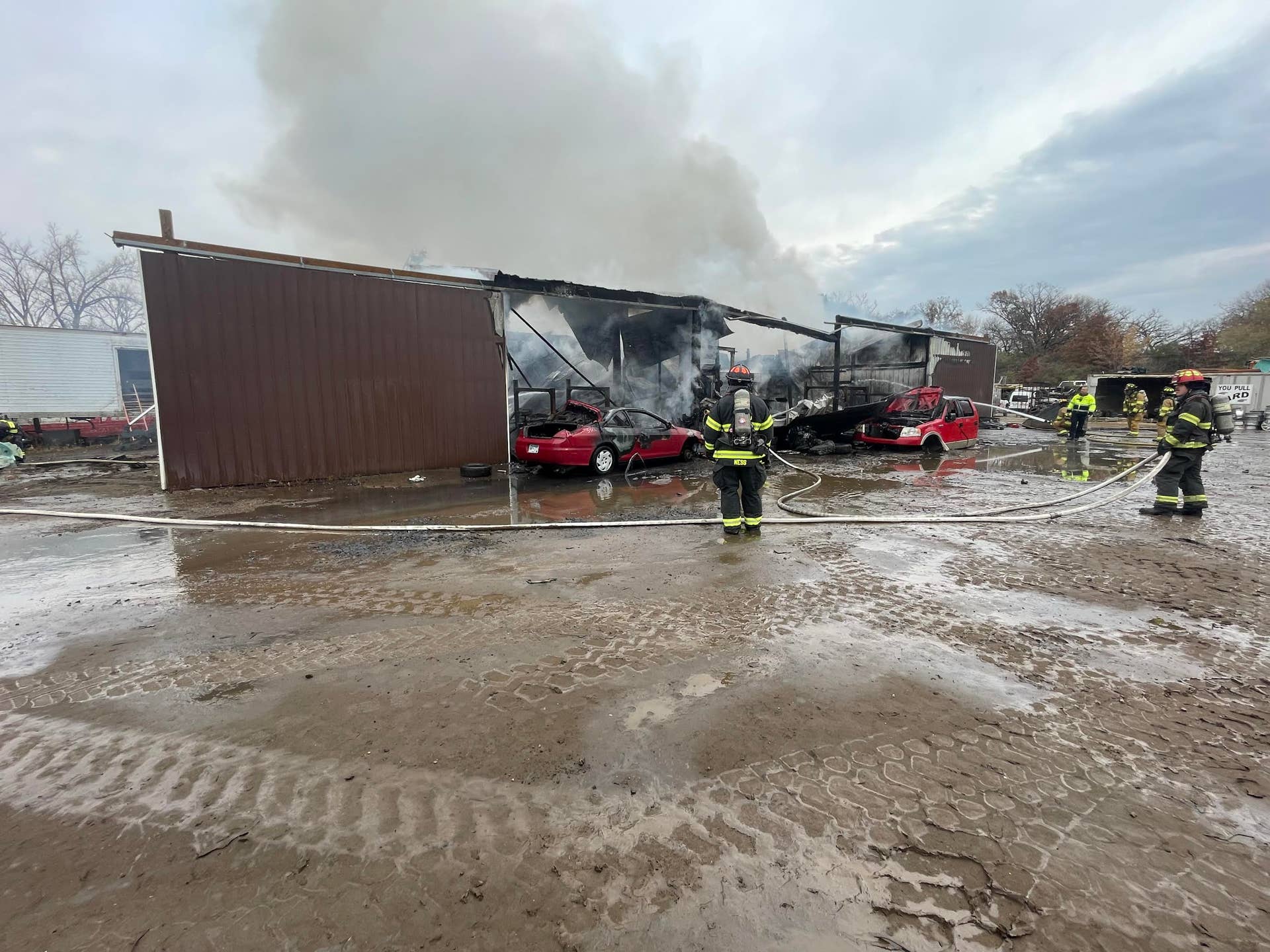 Fire engulfs Savage auto salvage business after spark ignites gasoline ...