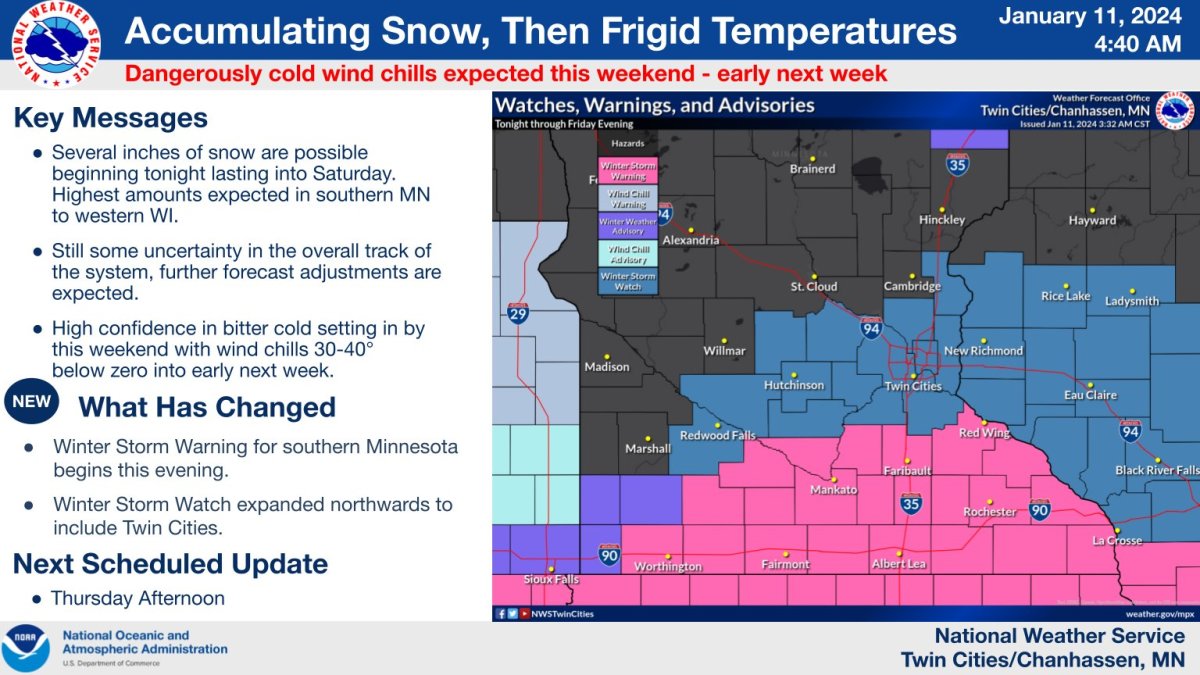 Twin Cities in winter storm watch; 3-5 inches of snow possible from ...