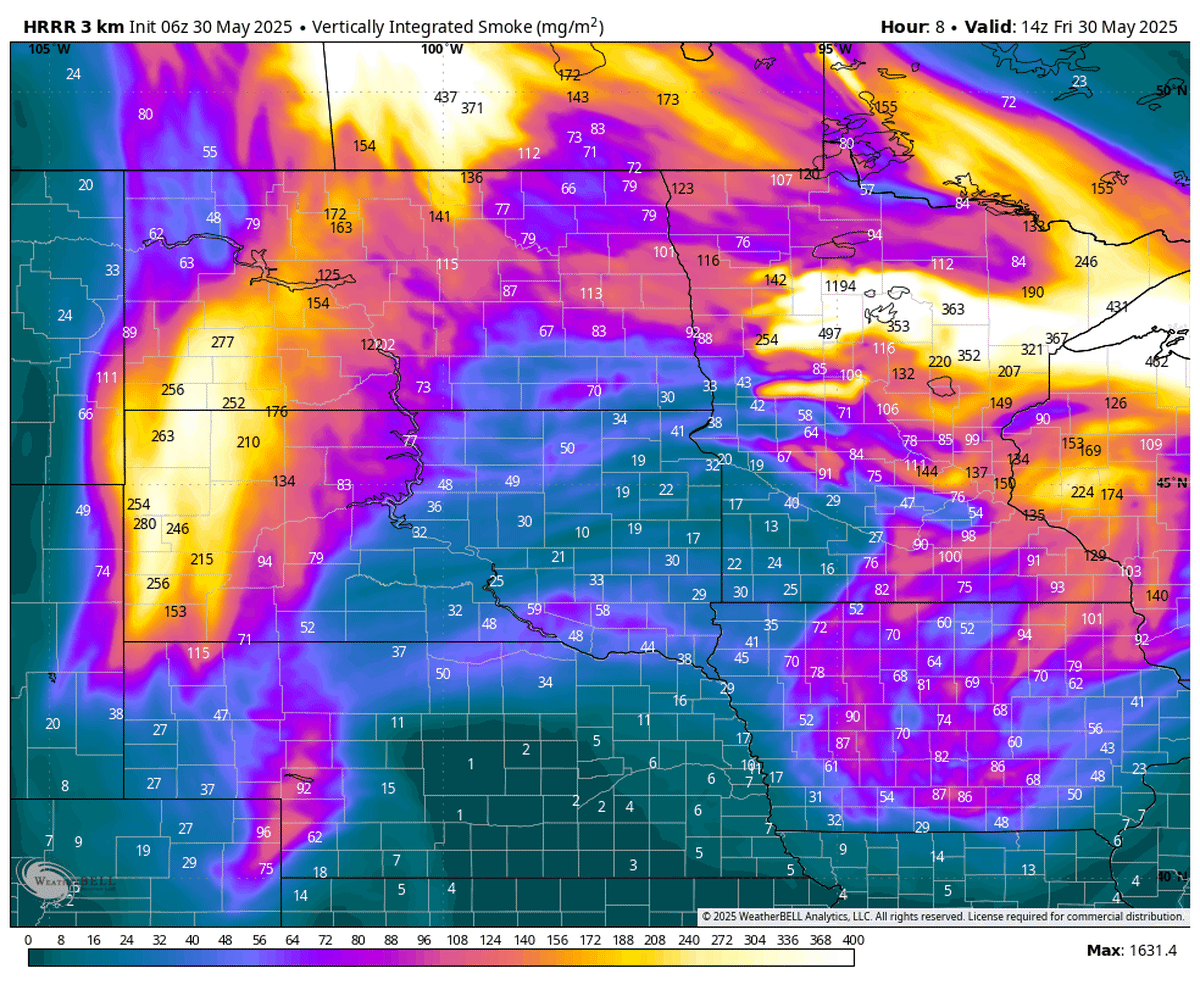 See the clouds over Minnesota Friday? Yeah ... it's wildfire smoke ...
