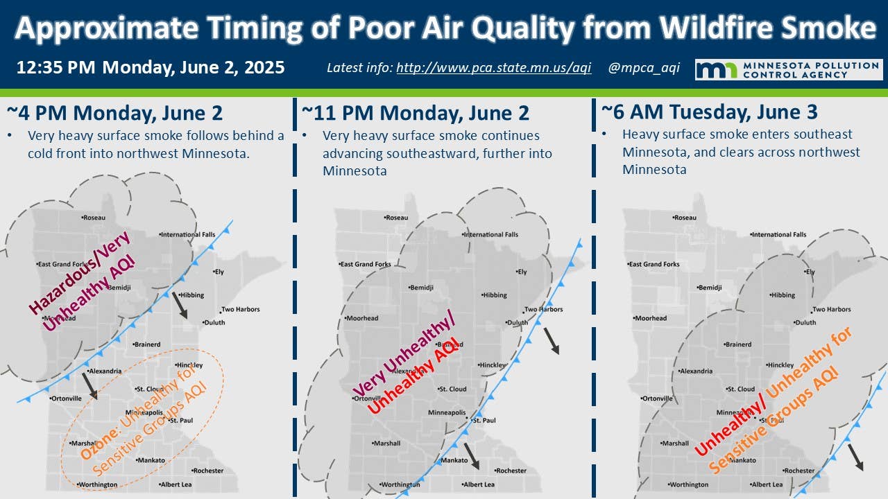 'Hazardous' wildfire smoke to choke Minnesota skies through Wednesday ...