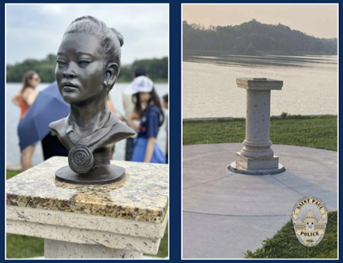 Police: Plaque recovered, but Suni Lee bust stolen from St. Paul park is still missing - Bring ...