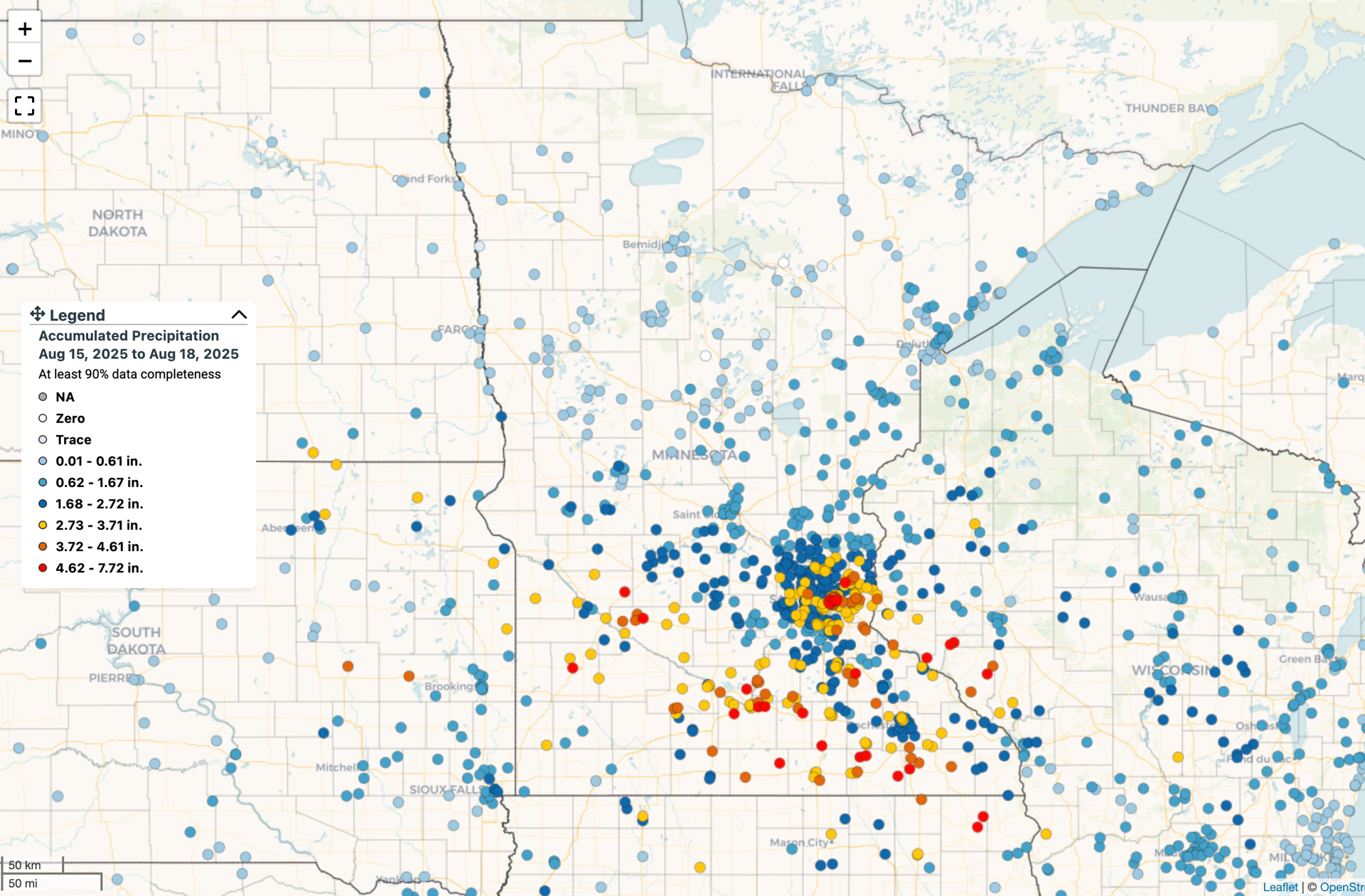 Rain totals in Minnesota: Up to 10 inches recorded in weekend deluge ...