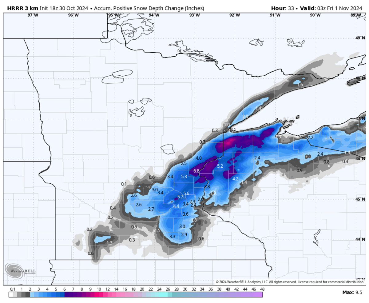 Update for where the heaviest snow could fall in Minnesota on Halloween ...