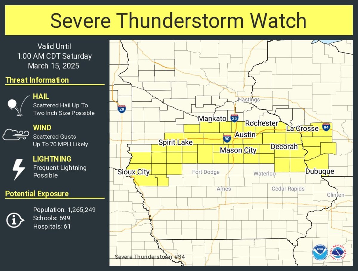 Severe T-storm watch issued in Minnesota alongside blizzard and winter ...