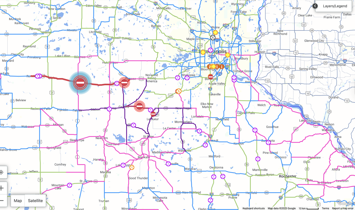 Travel not advised, roads closed after freezing rain in Minnesota ...