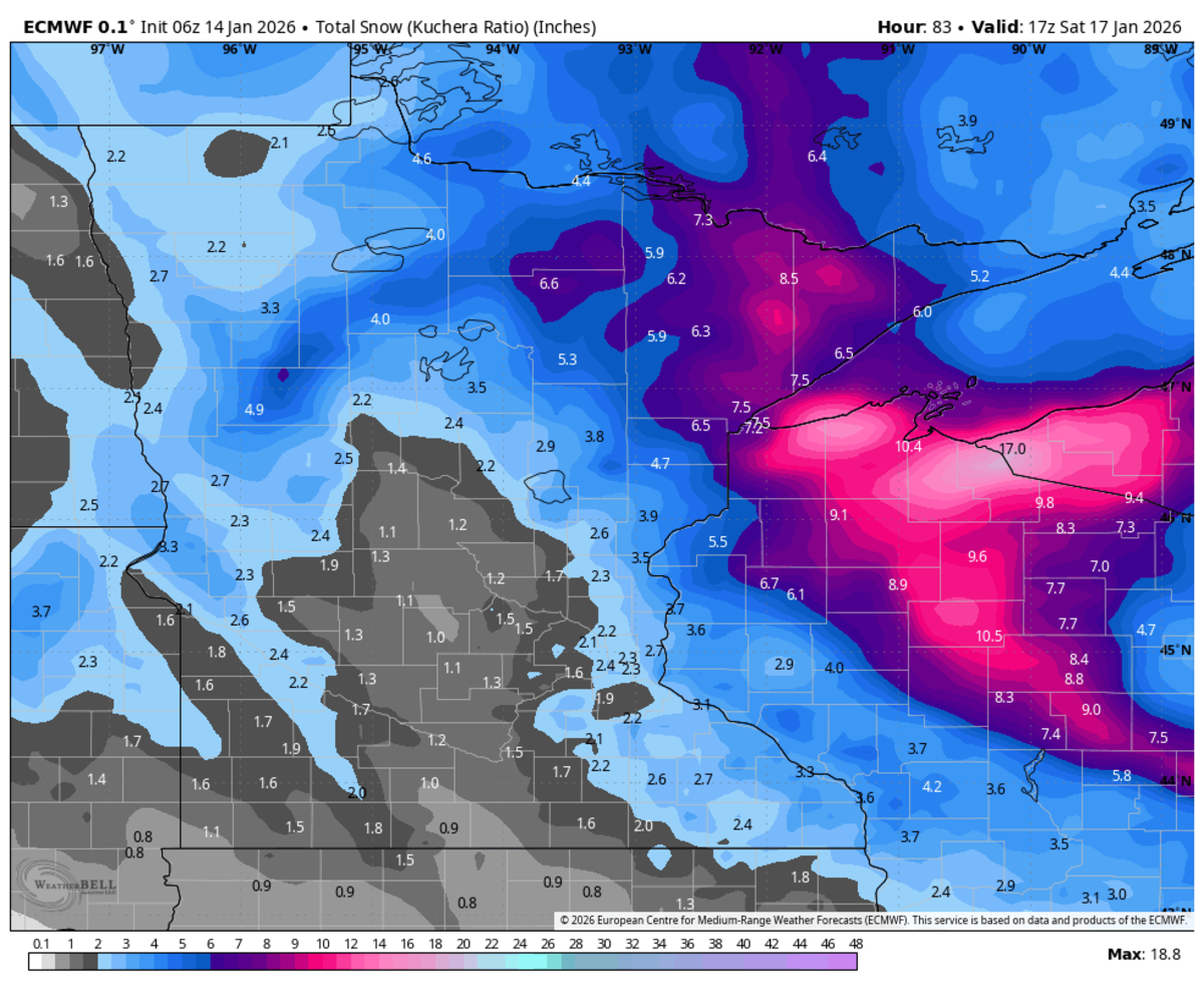 Waves of snow, gusty winds hit Minnesota before weekend temperature ...